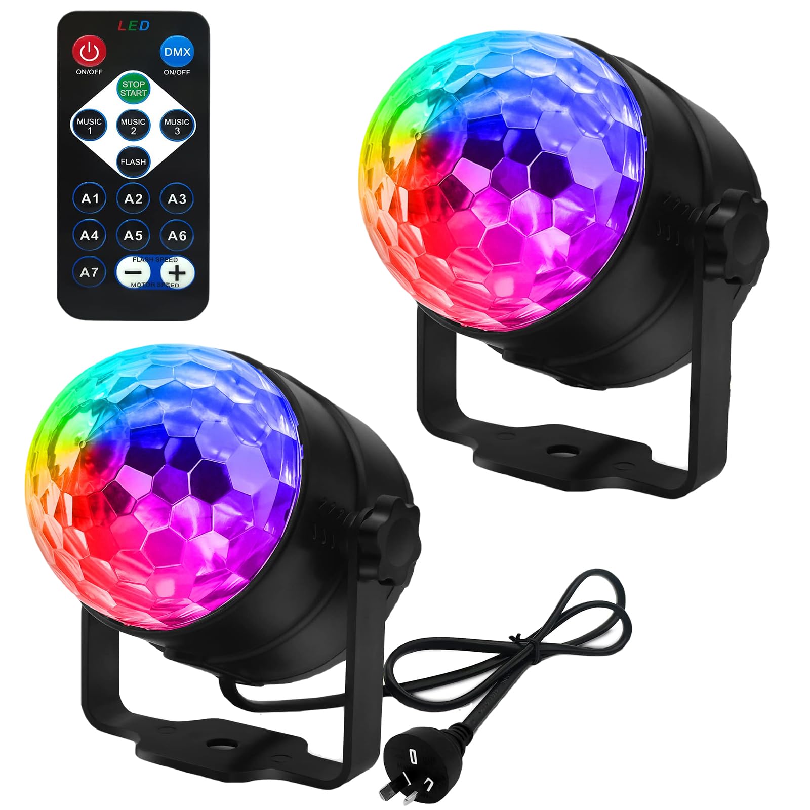2Pack Disco Ball Party Light Sound CTDZLED DJ Lights, with RGB Strobe ...