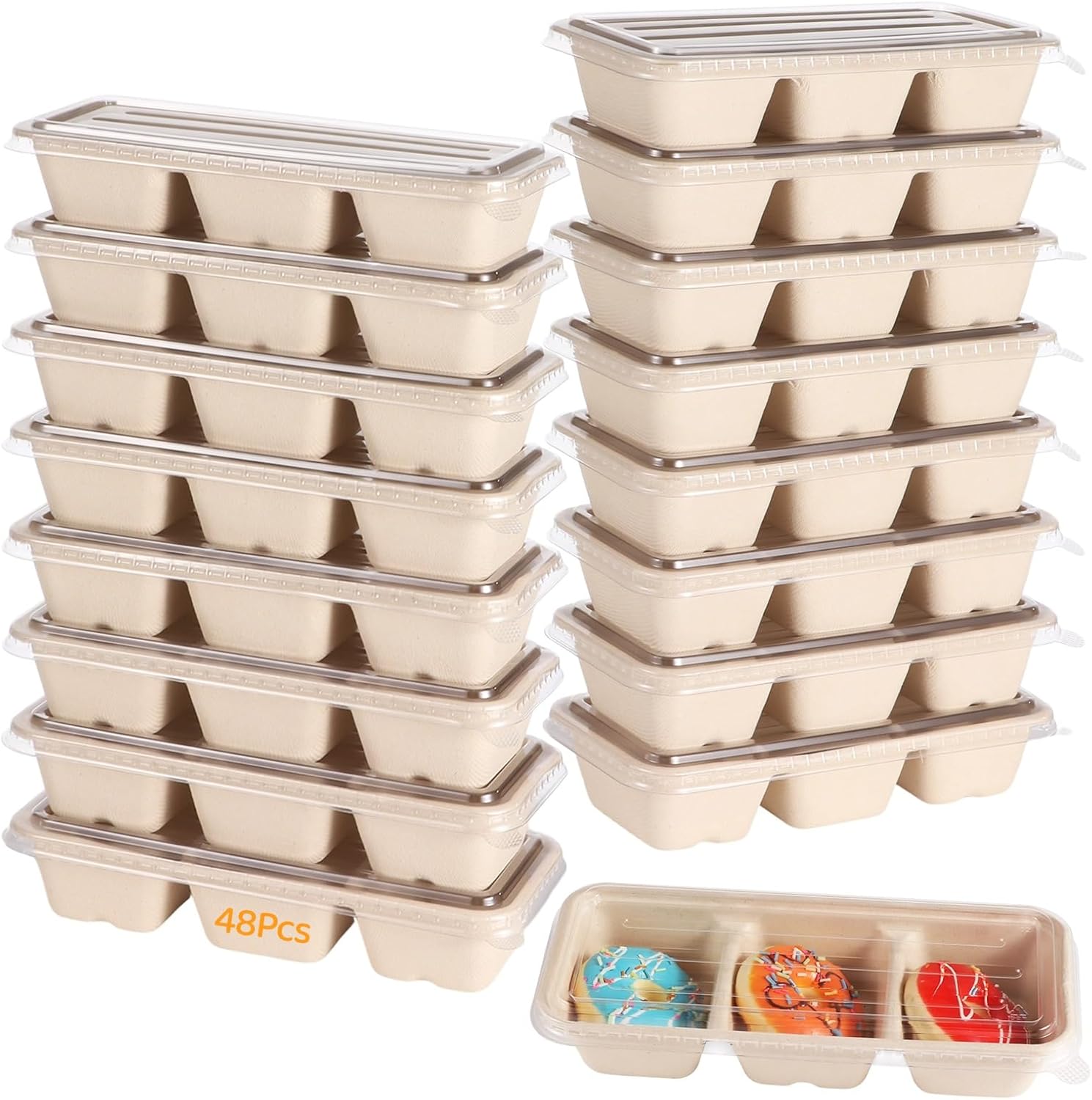 Amazon.com: Homaisson 48 Pcs 3 Compartment Paper Food Containers with ...