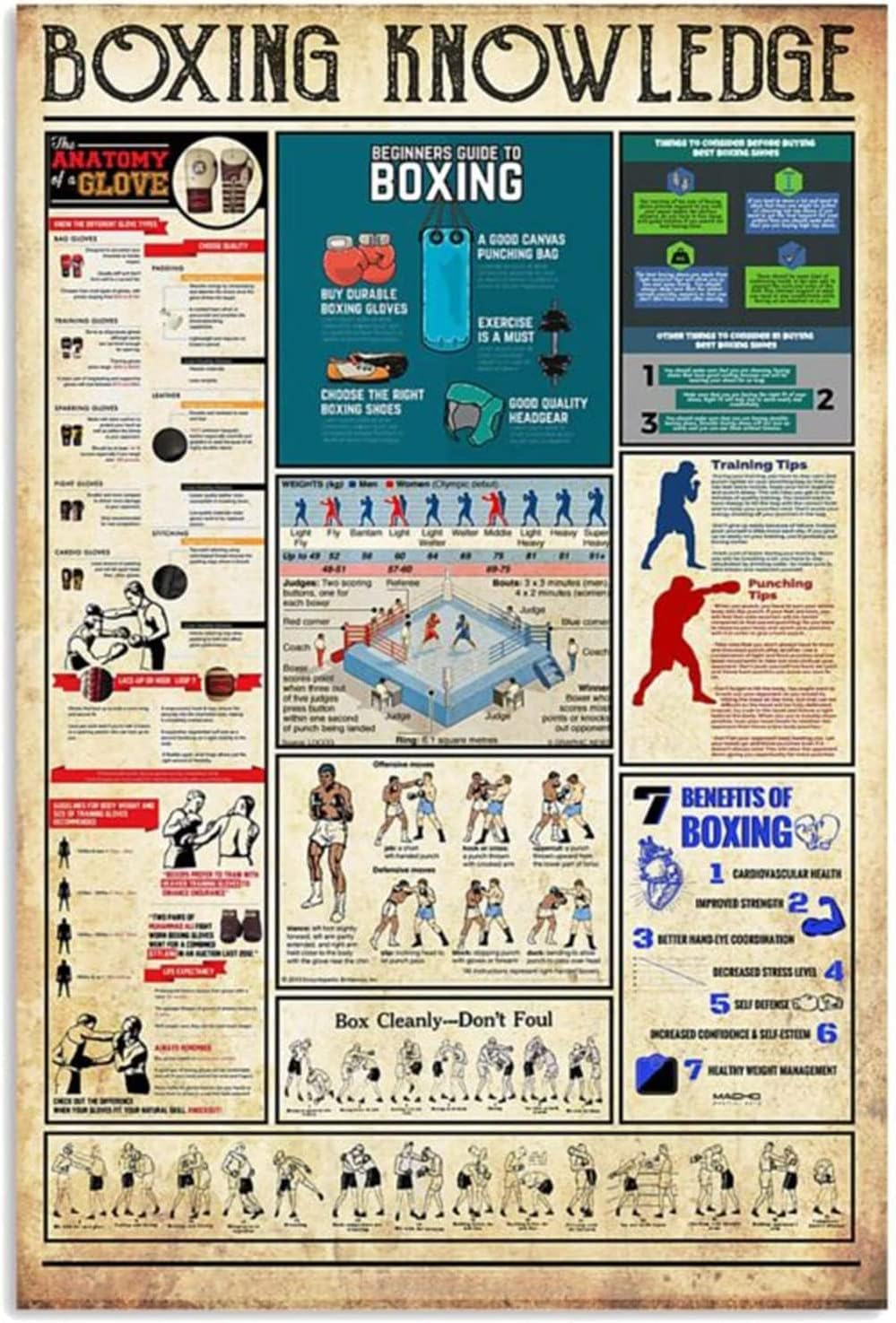 Amazon.com: Starotore Vintage Metal Signs Boxing Knowledge Fighter ...