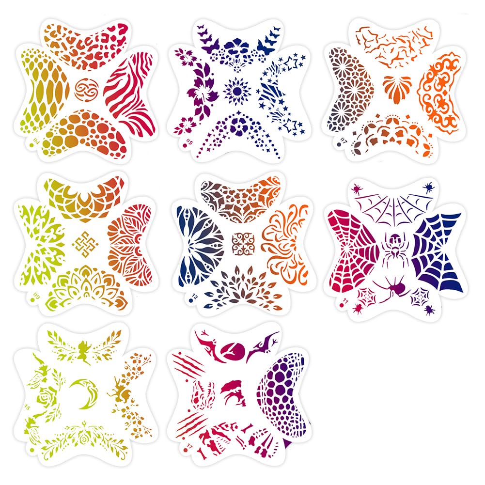 ISAKEN 8 Pieces Face Painting Stencils, Face Painting Stencil Face ...