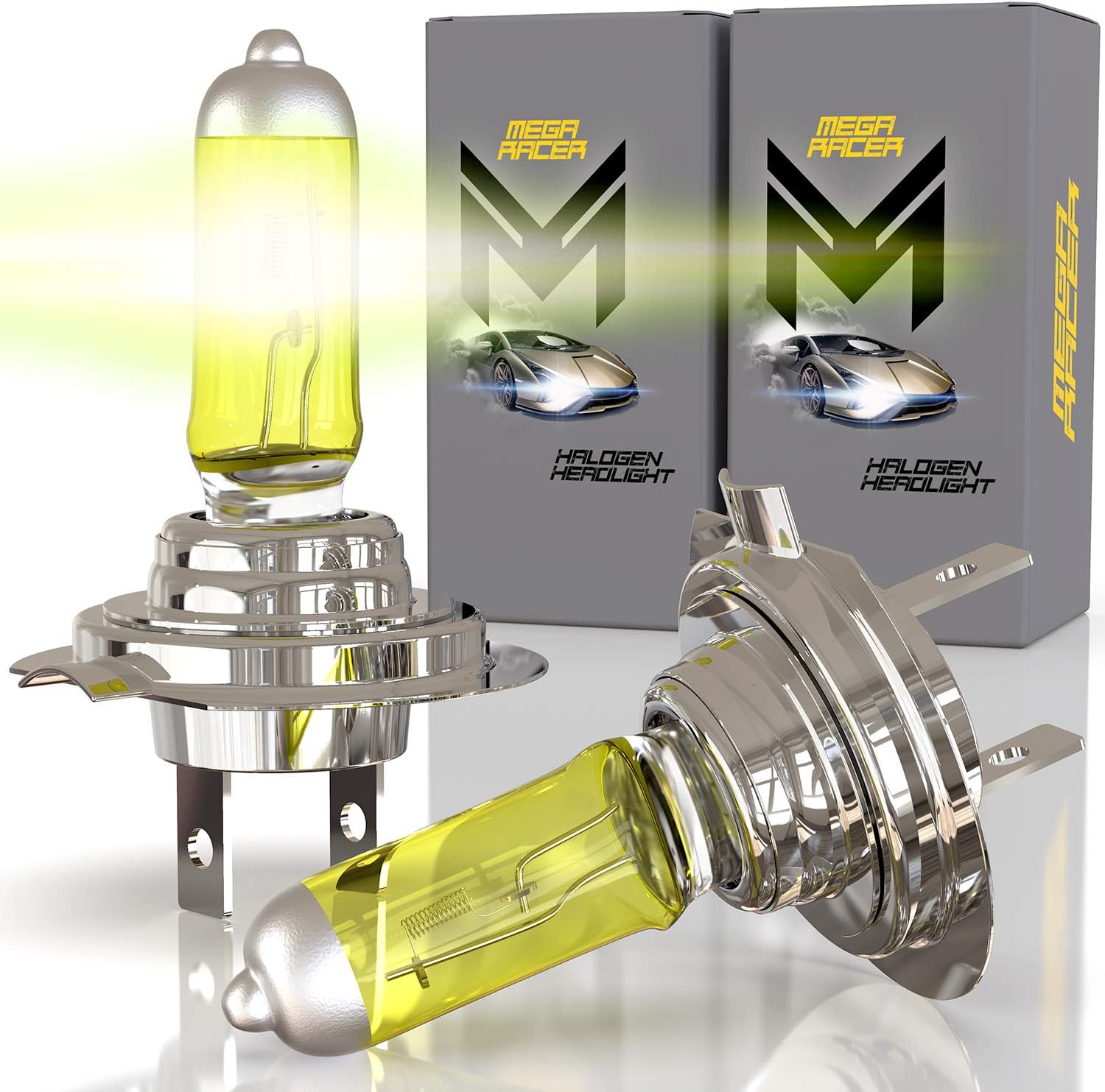 Amazon.com: Mega Racer H7 Halogen Headlight Bulbs - 3000K Super Yellow ...