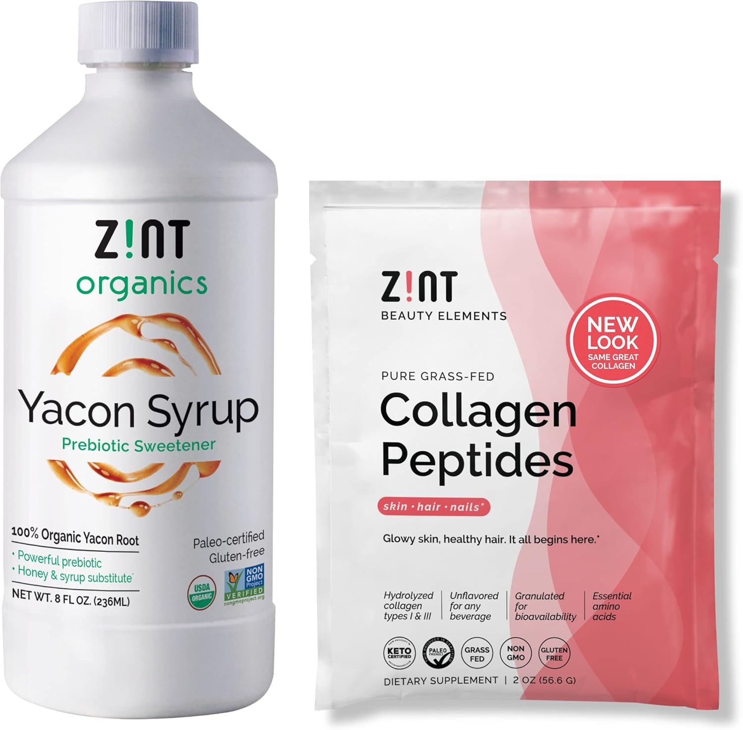 Amazon.com: Zint Yacon Syrup + Collagen Powder (2 oz) Bundle: Organic ...