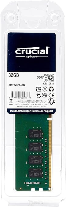 Crucial RAM 32GB DDR4 3200MHz CL22 (or 2933MHz or 2666MHz) Desktop ...