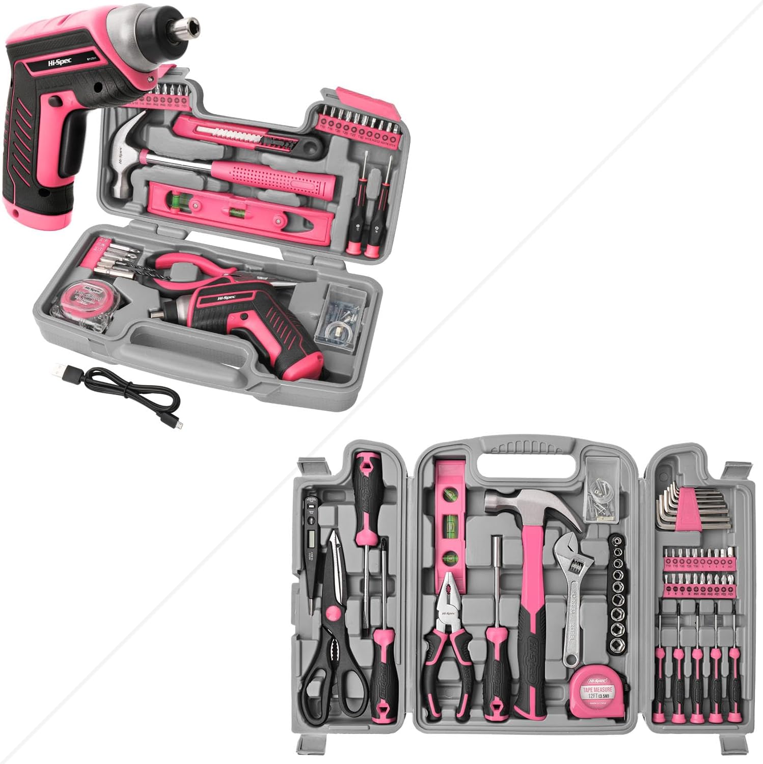 Amazon.com: Hi-Spec 89pc Pink tool kit with 3.6V USB Electric ...
