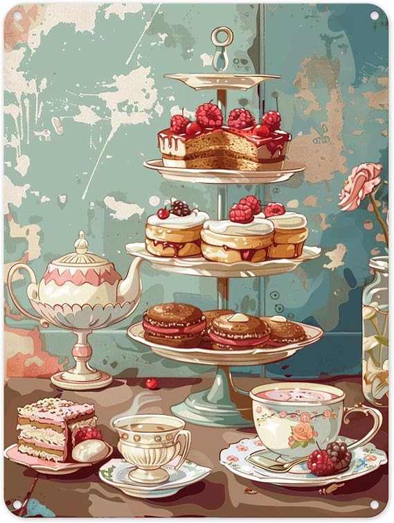 Shopagift Cake Scones Afternoon Tea Metal Poster Wall Sign Man Cave ...