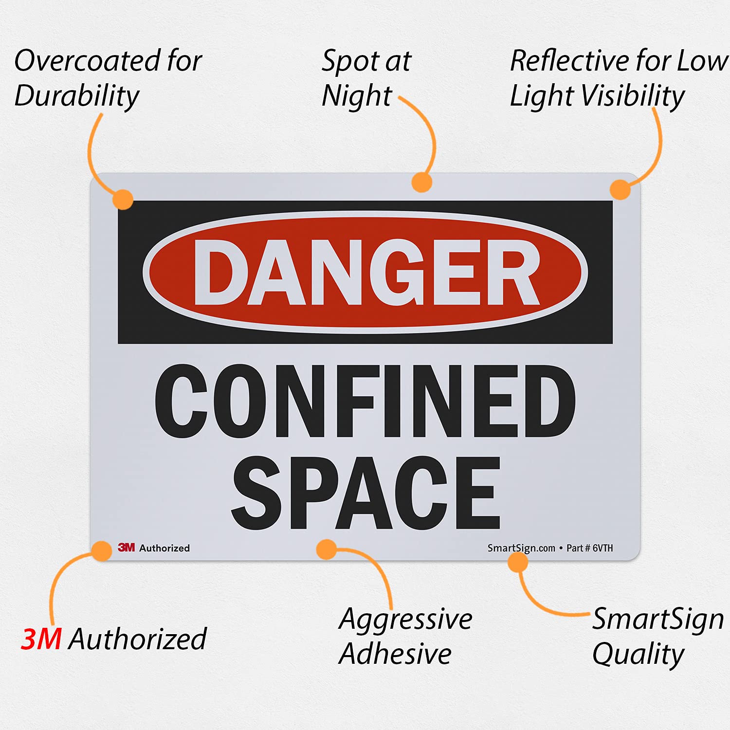 3M Reflective Signs SmartSign "Danger - Confined Space" Label - 10x14 ...