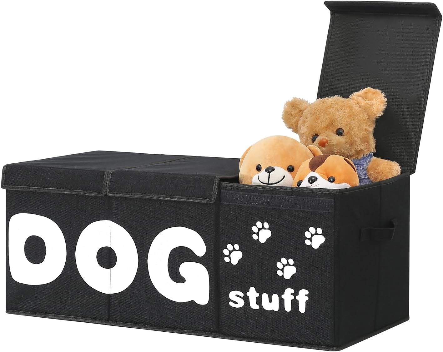 Amazon.com: Qozary Dog Toy Storage Box - 3 Grids Large Dog Toy Basket ...
