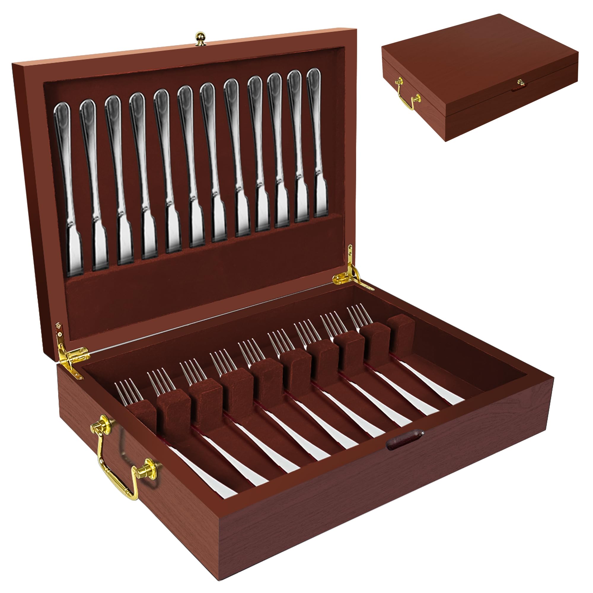 Amazon.com: Silverware Storage Box, Double-layer Silverware Chest ...