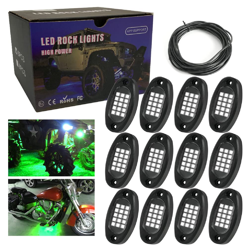 Snapklik.com : Winunite 12 Pods Green LED Rock Lights