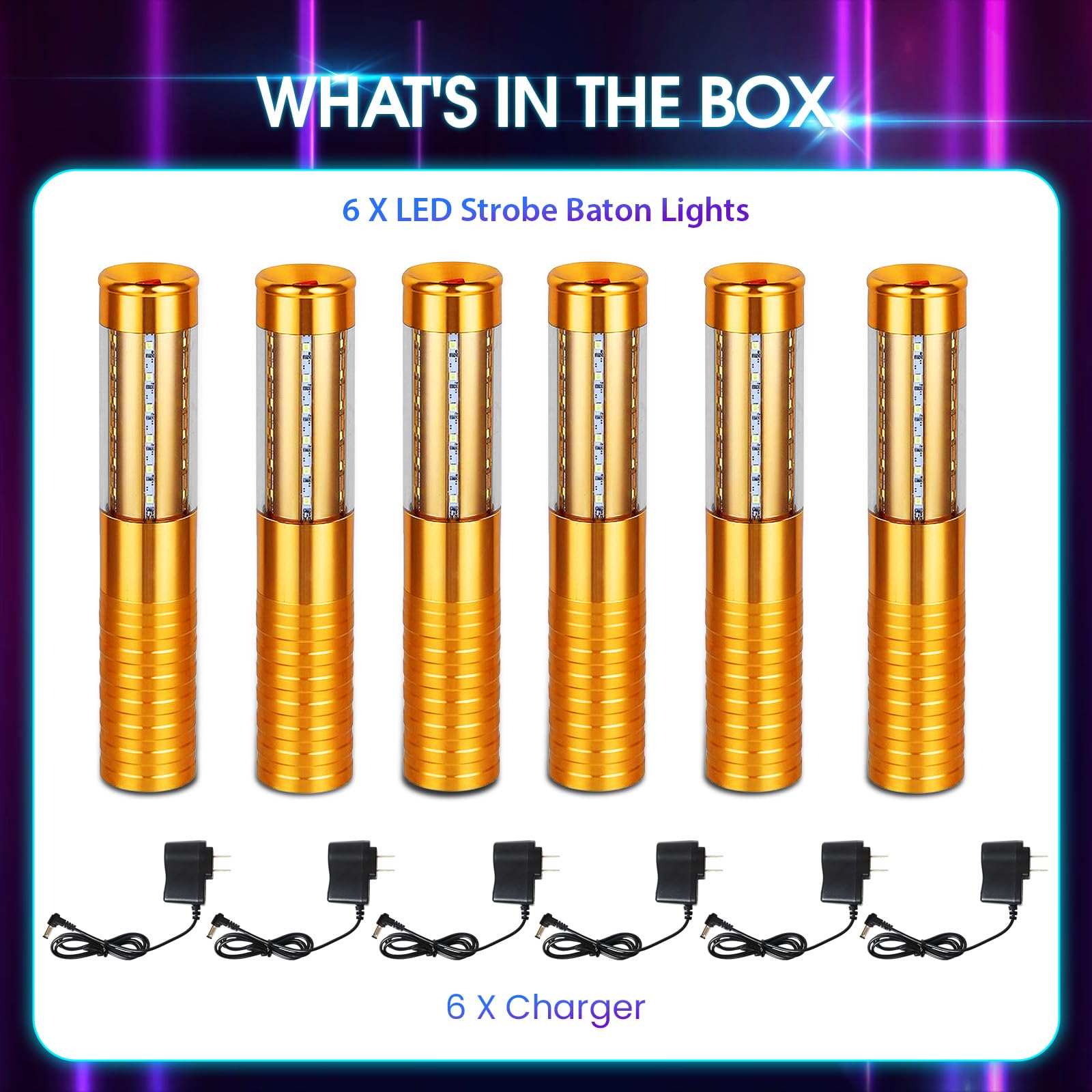 Bottle Service Topper 6-Pack LED Strobe Baton Lights - Rechargeable ...