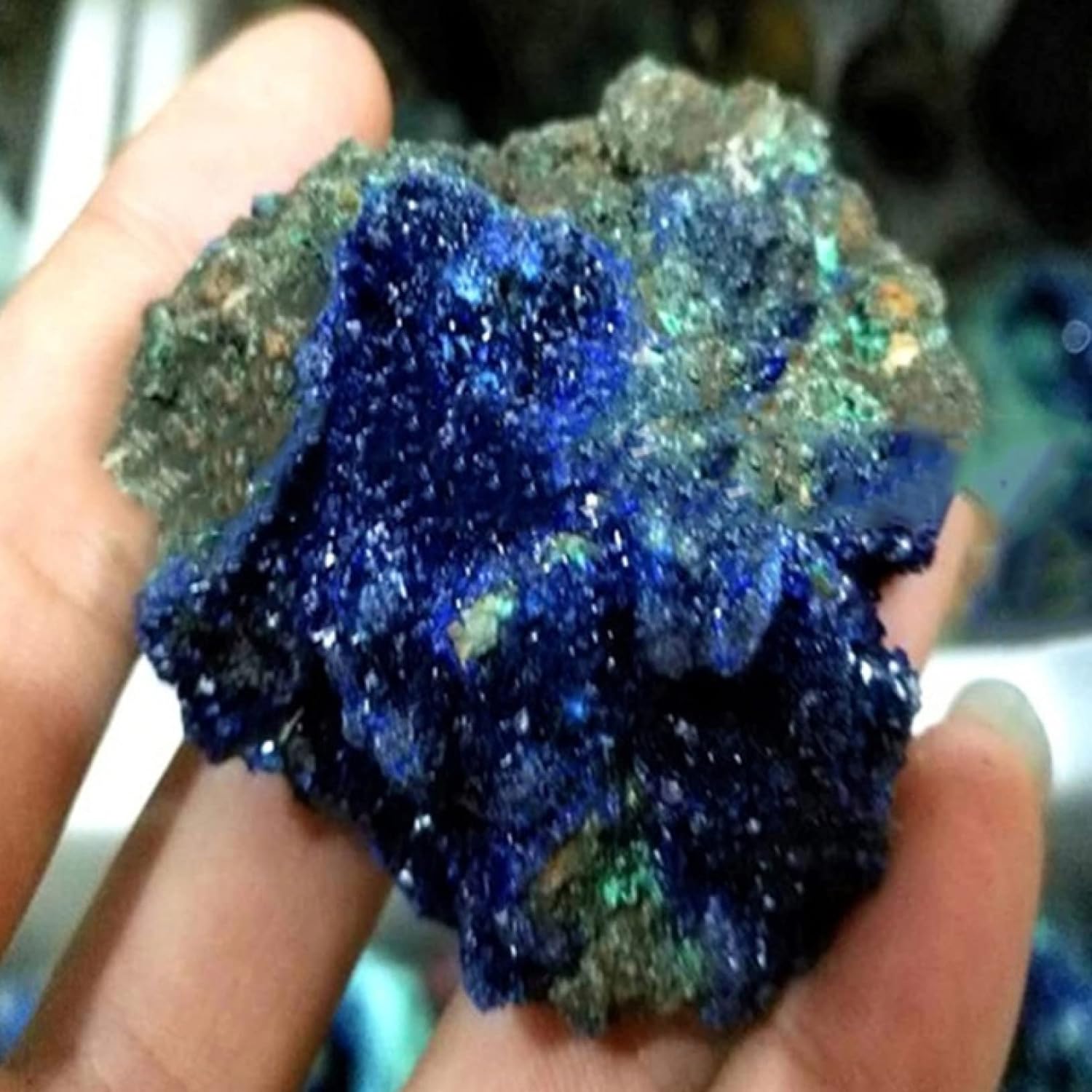 Amazon.com: Stones and Crystals Natural Azurite Malachite Geode Decor ...
