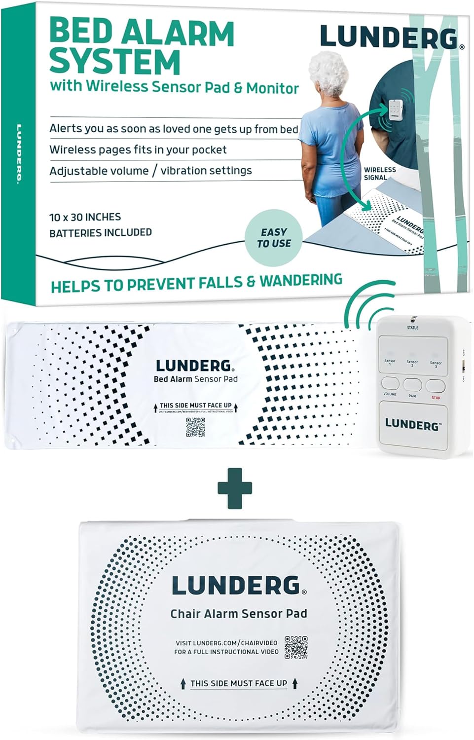Amazon.com: Lunderg Bed Alarm & Chair Alarm System - Wireless Bed ...