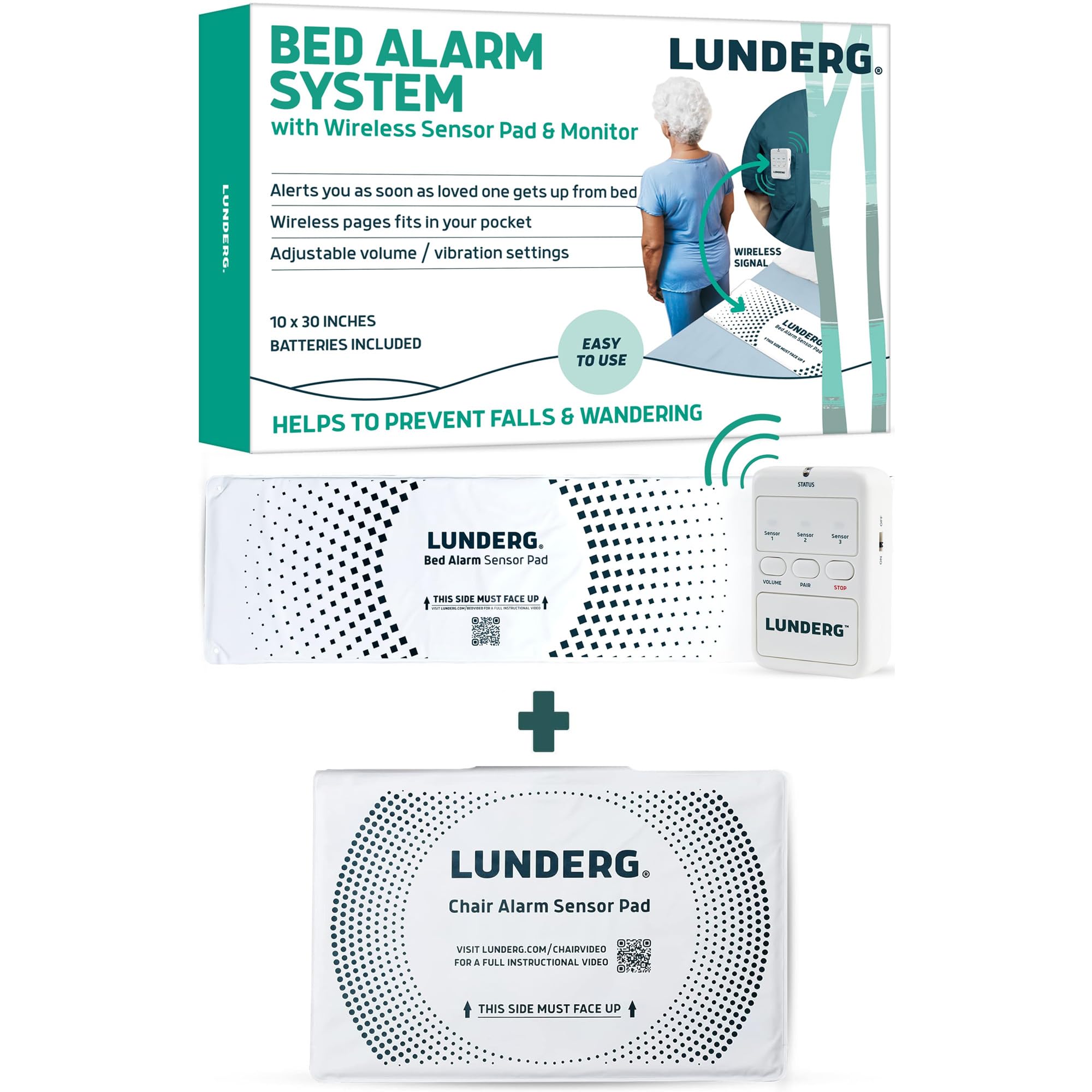 Amazon.com: Lunderg Bed Alarm & Chair Alarm System - Wireless Bed ...