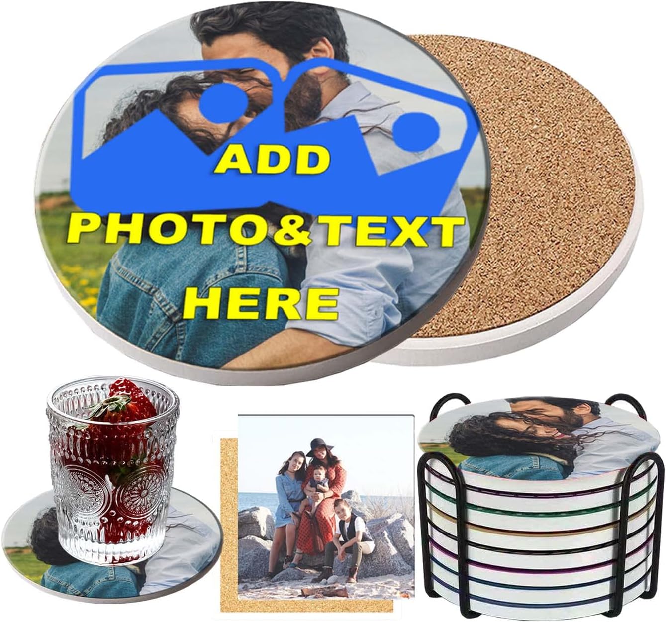 Amazon.com: 2 Pcs Custom Car Coasters Personalized Car Cup Holder Add ...