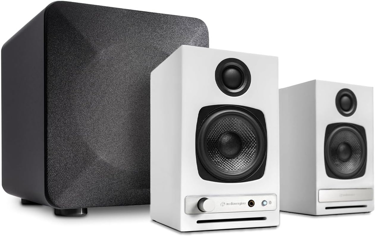 Amazon.com: Audioengine A2 HD White Pc Speakers for Desktop and S6 Gray ...