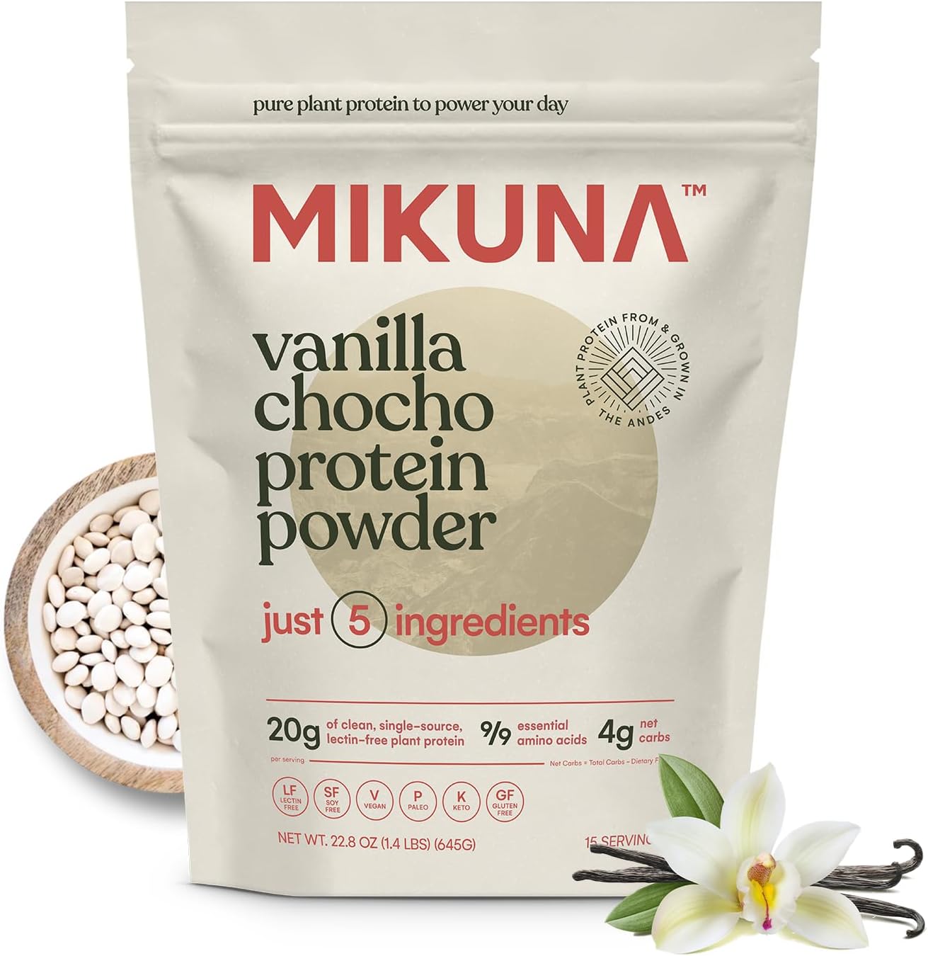 Amazon.com: Mikuna Vegan Protein Powder (Vanilla, 15 Servings) - Plant ...