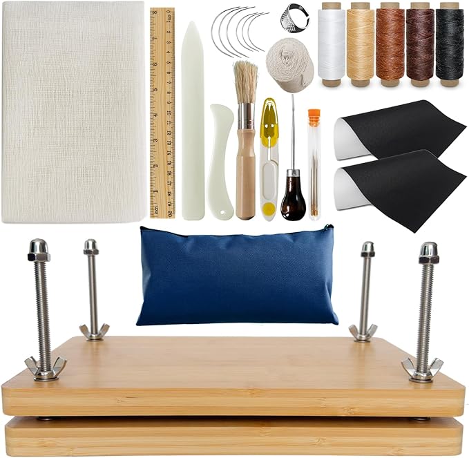 Amazon.com: Kreapa Book Binding Kits, Bookbinding Supplies with Wooden ...