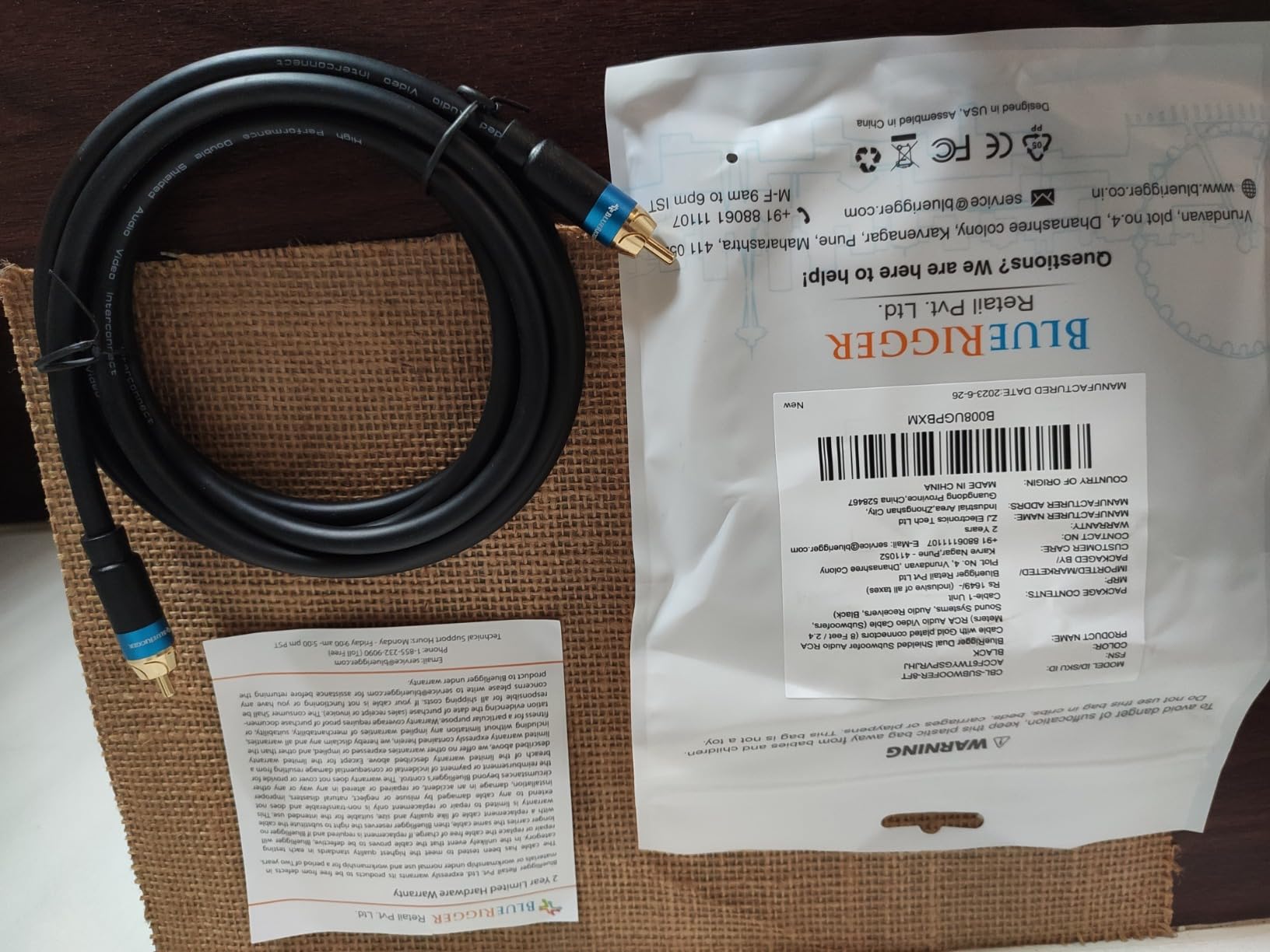 BlueRigger Dual Shielded Subwoofer Audio RCA Cable with Gold Plated connectors (2RCA-TO-2RCA ...