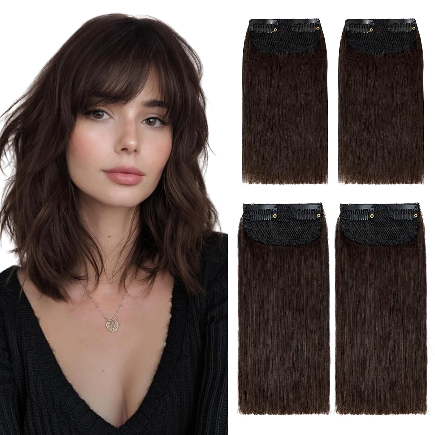 Amazon.com : Hairro 4PCS Clip In Short Hair Extensions Remy Human Hair ...