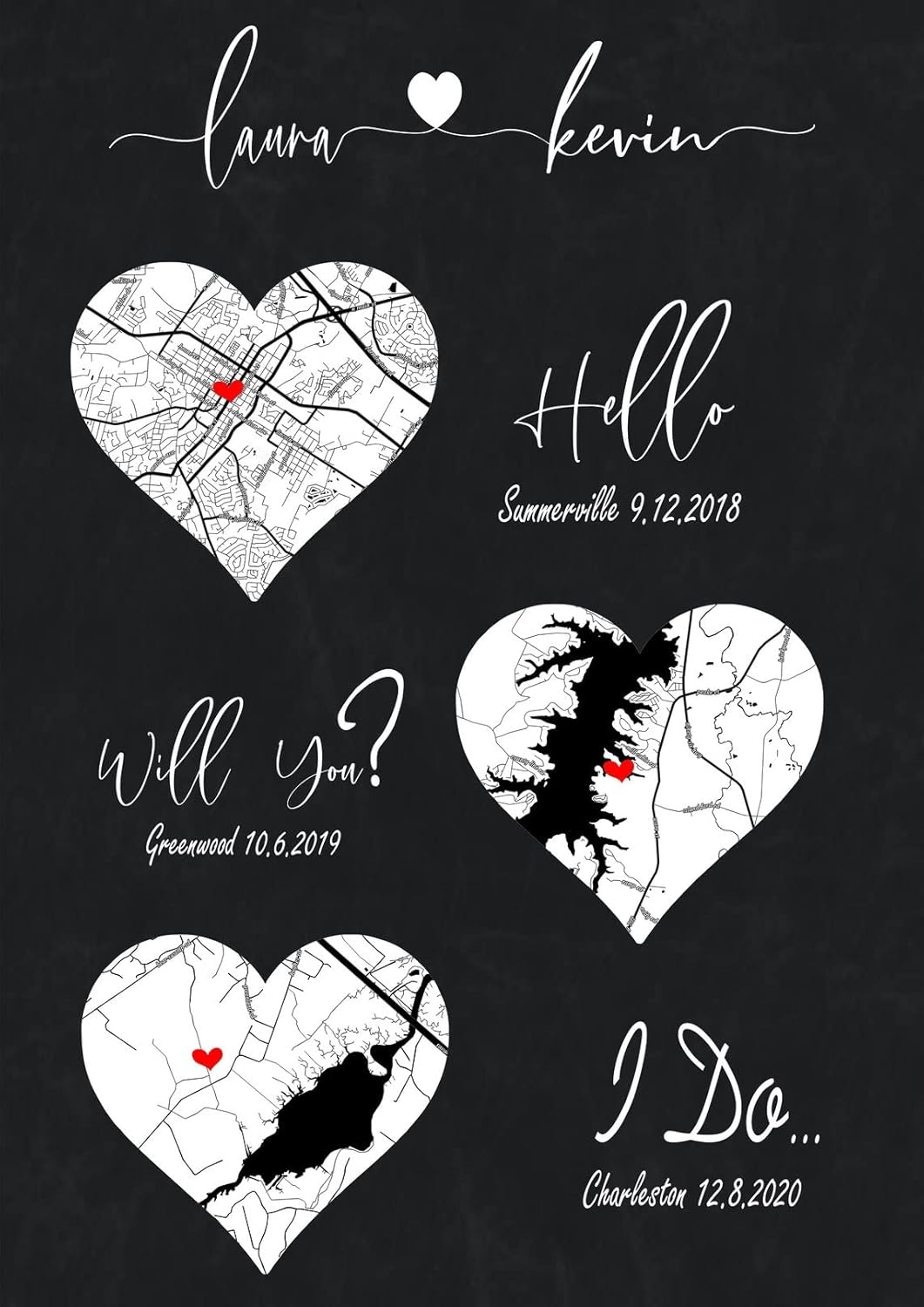Hello Will You I Do 3 – Impresión de mapa de corazón, primer día de San ...