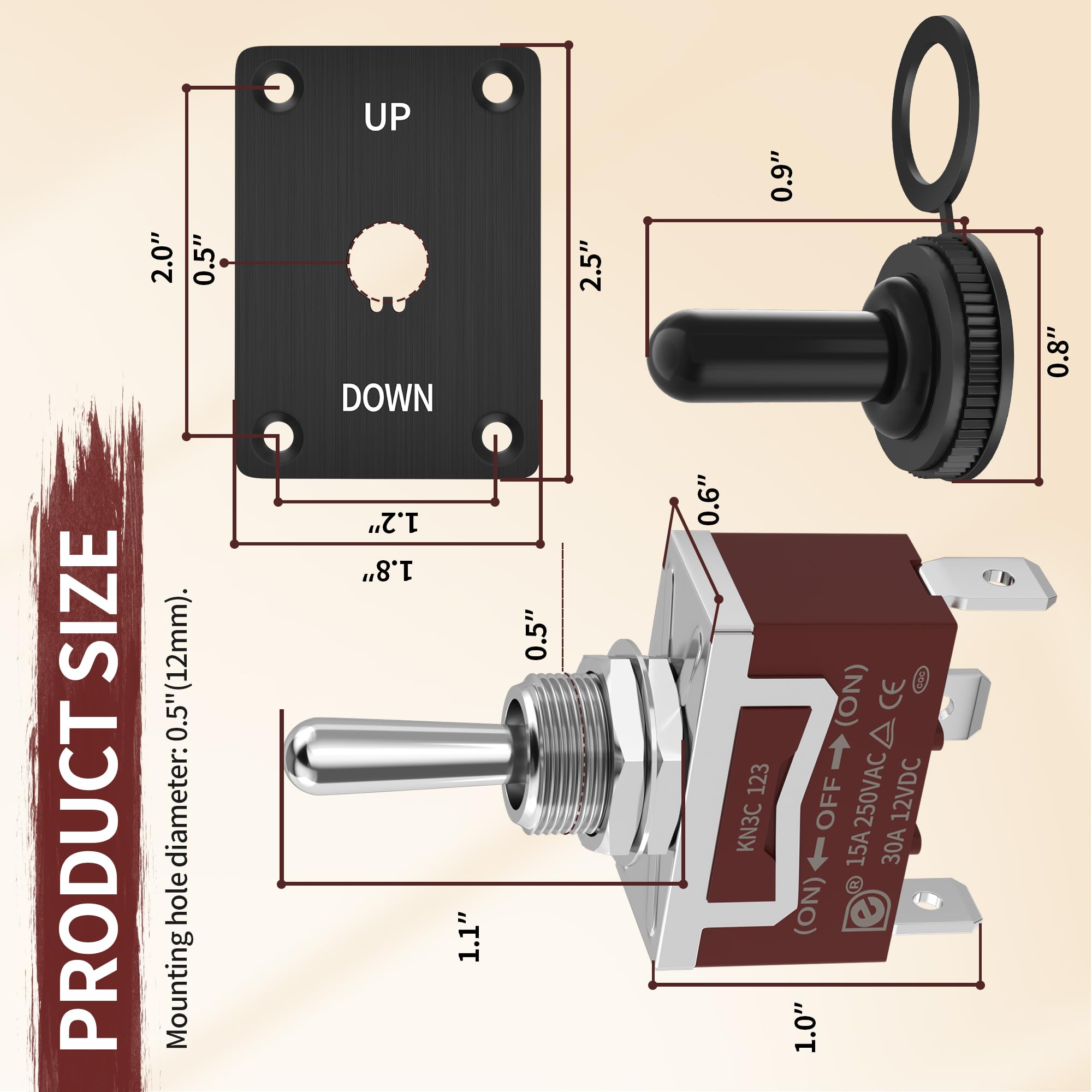 Snapklik.com : RVMARINEPAT Momentary Toggle Switch Waterproof 12V DC ...