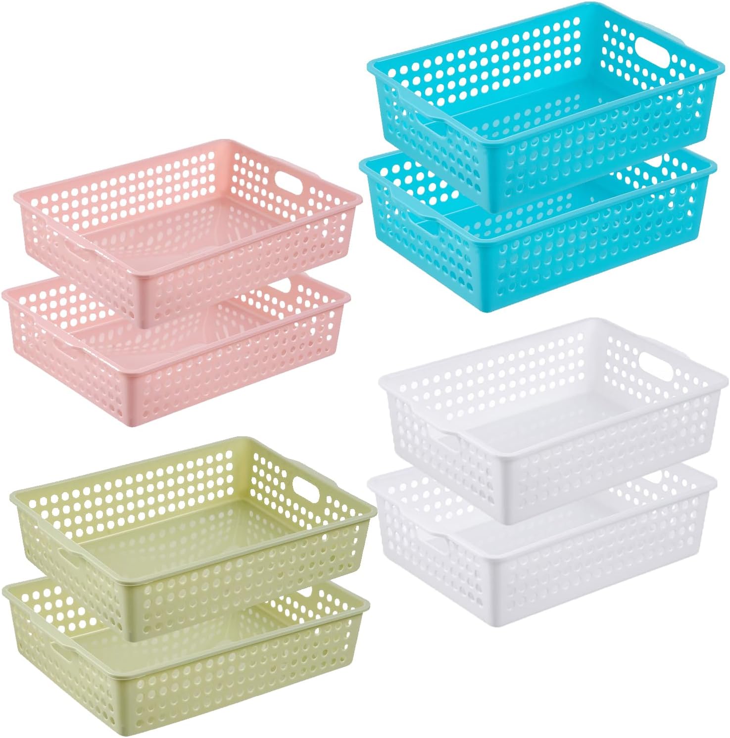 Amazon.com: 8 Pcs Plastic Storage Baskets with Handles, A4 Size ...
