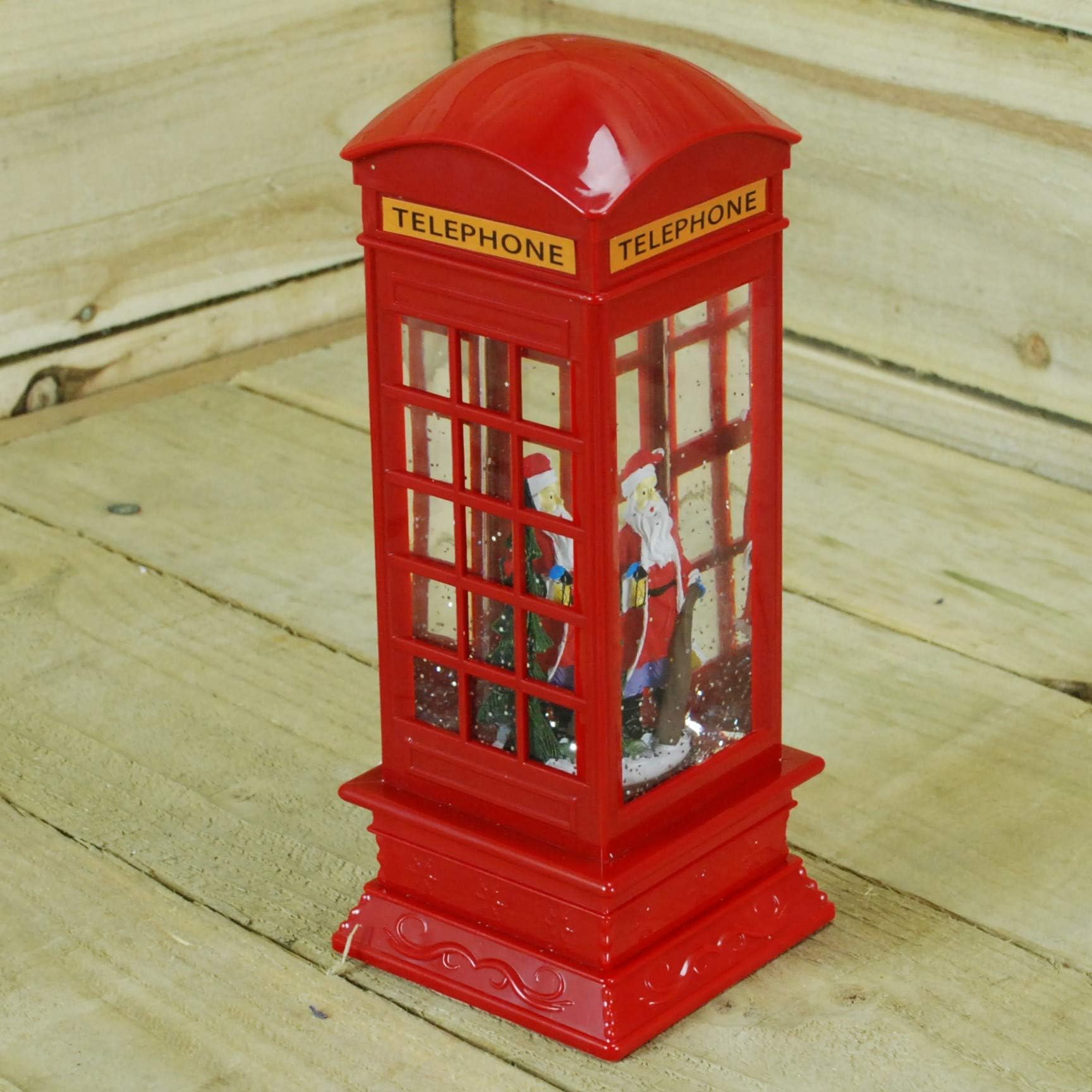 Premier BO Christmas Glitter Water Spinner 'Telephone Box' Decoration ...