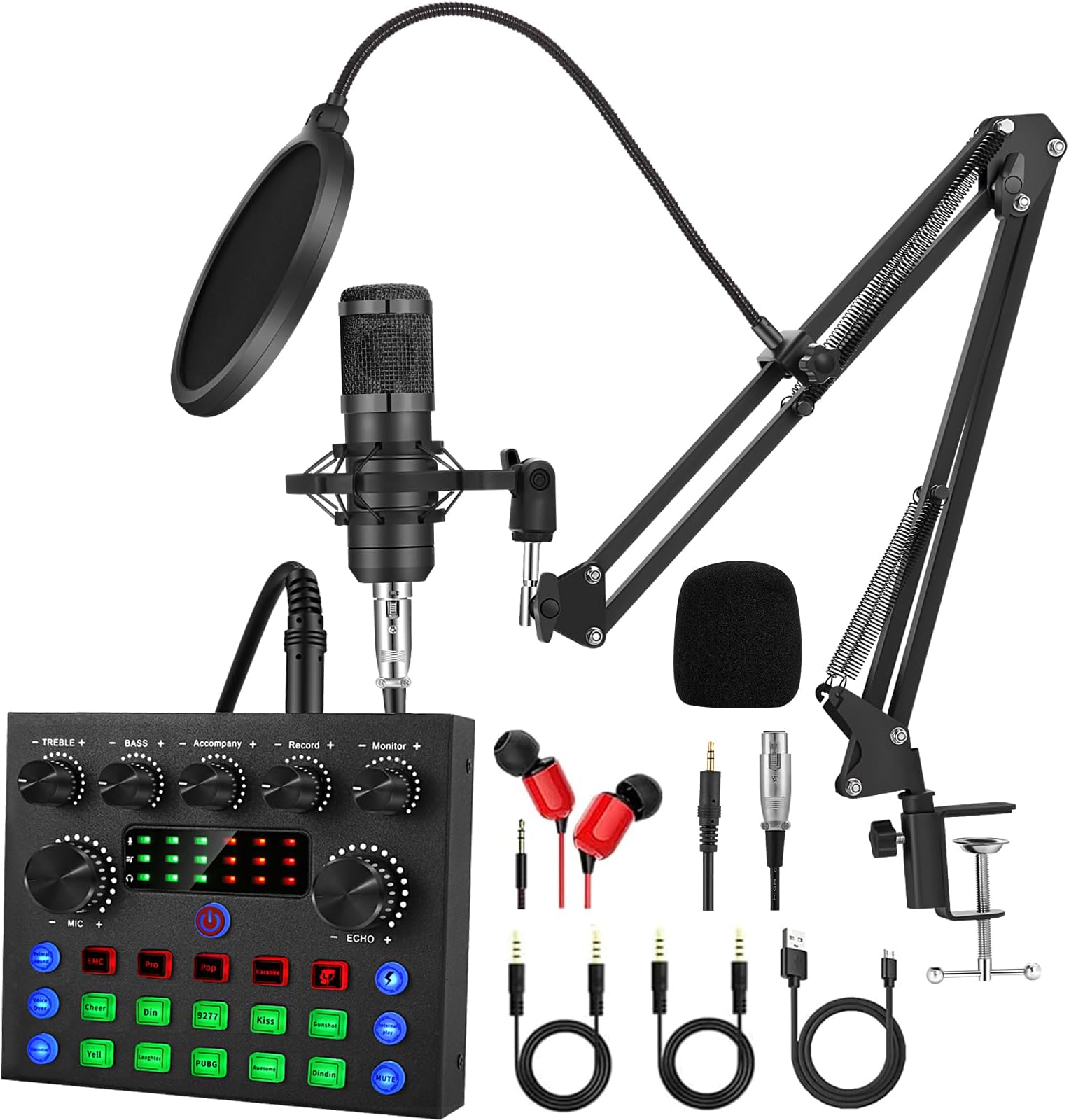 Amazon.com: Podcast Equipment Bundle, All-in-One Audio Interface with ...
