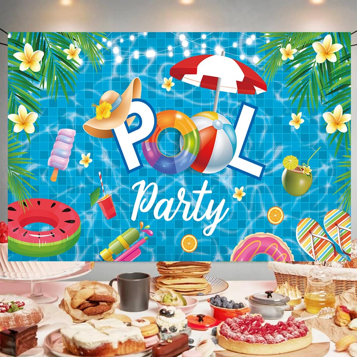 Amazon.com: KYMY Summer Pool Party Backdrop Banner with 70.8"X43.3 ...