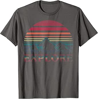 Amazon.com: Explore Retro Rainbow Gradient Mountain Vintage T-Shirt ...
