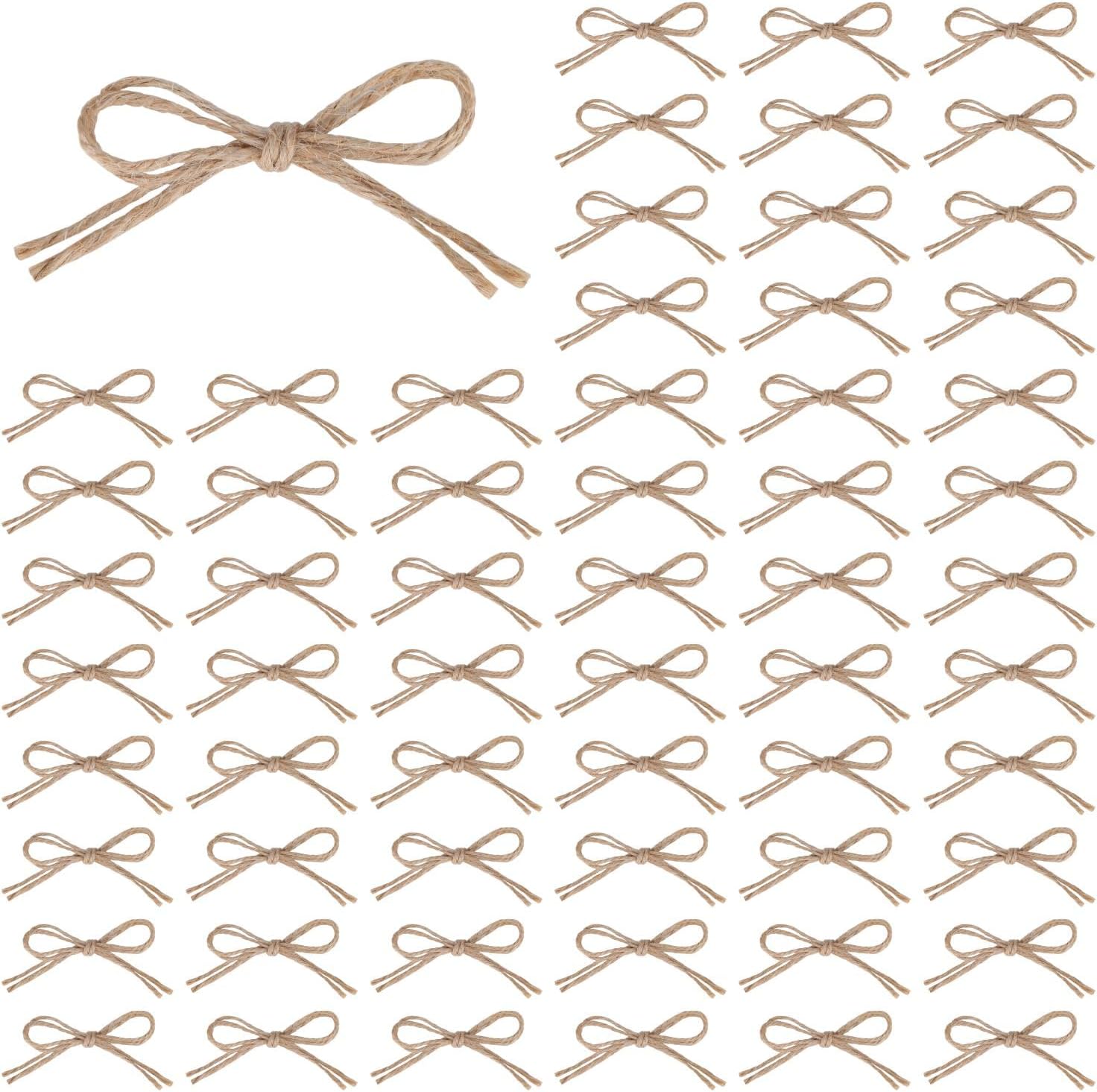 Amazon.com: Meseey Jute Twine Mini Bows Small Tiny Rustic Bows Applique ...