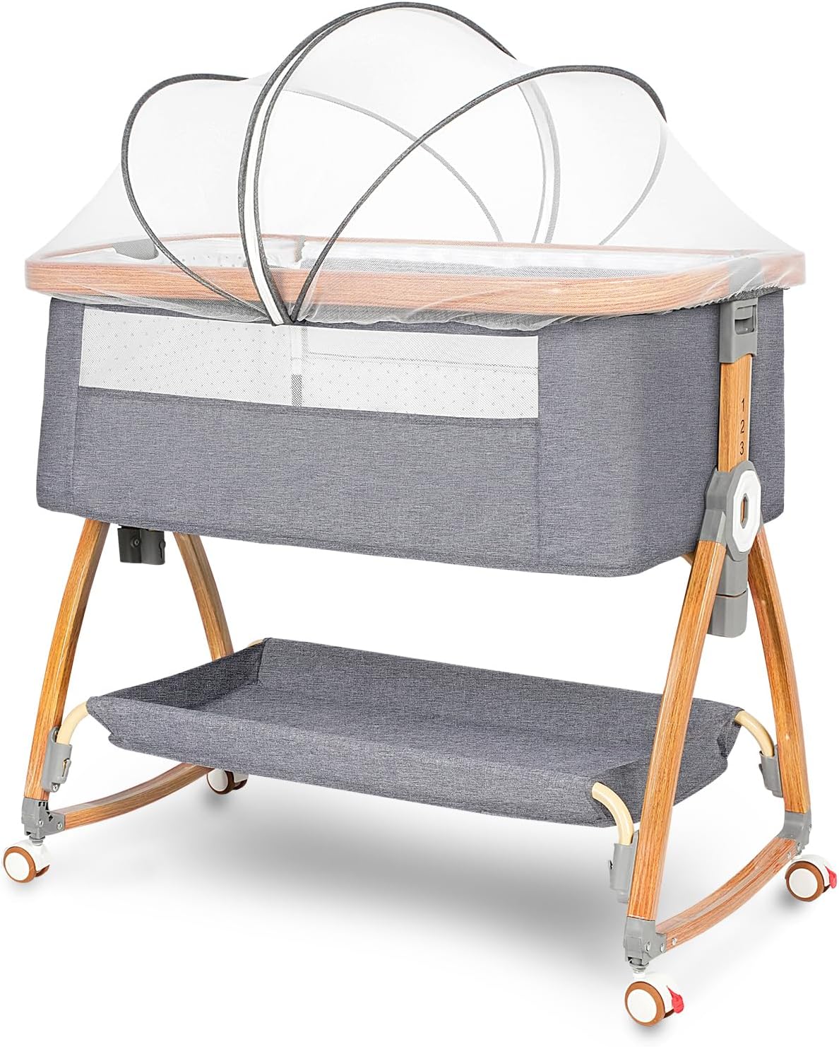 Komcot Baby Bassinet, Bedside Bassinet for Baby, 6 Height Adjustable ...