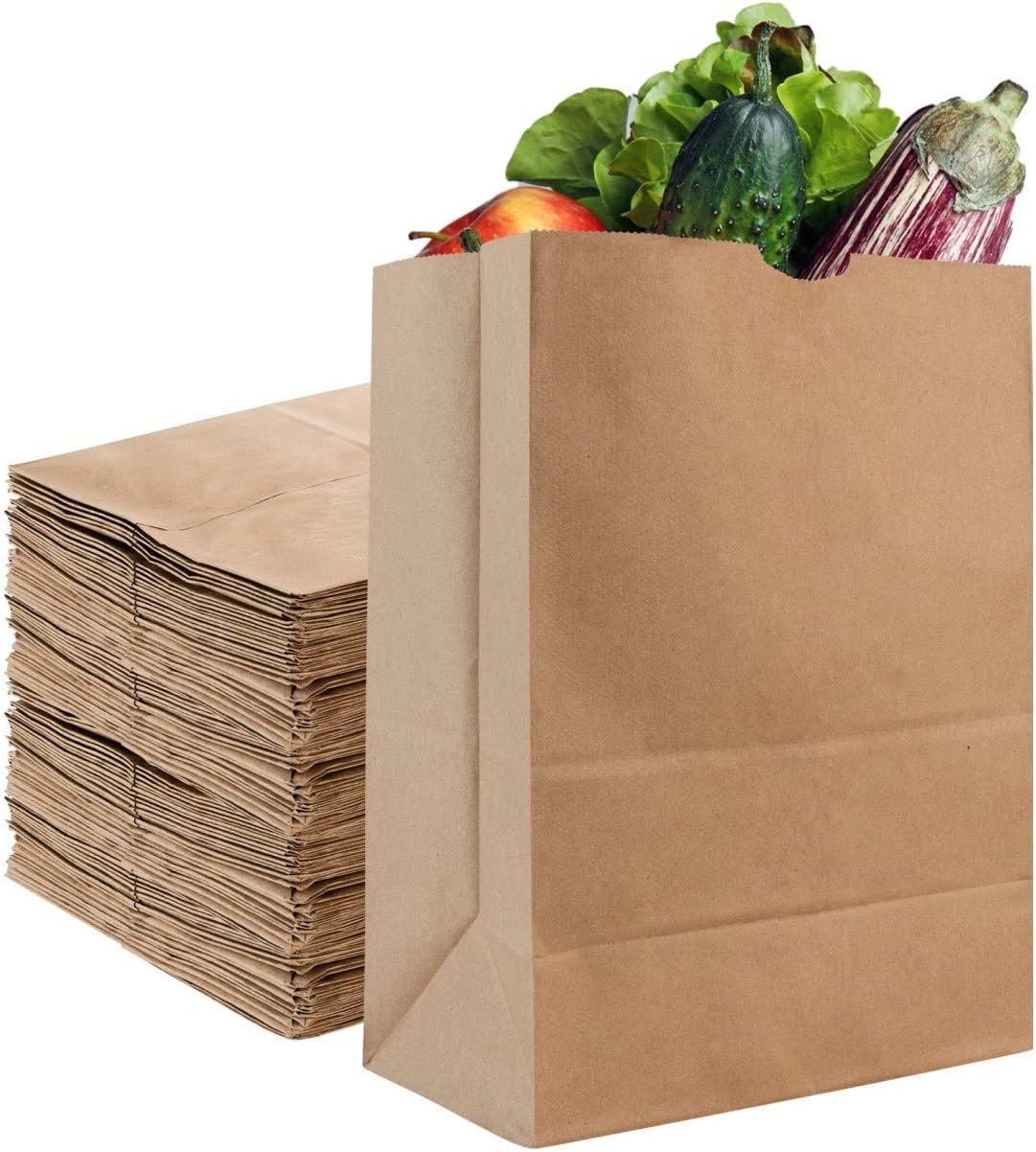 Amazon.com: Shop&Save Large Paper Grocery Bags, 12x7x17 Kraft Brown ...