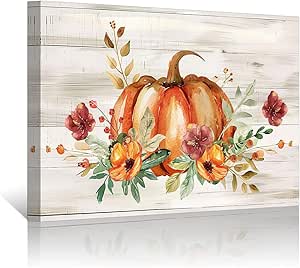 Amazon.com: PBXBJY Autumn Pumpkin Wall Art Fall Canvas Prints ...