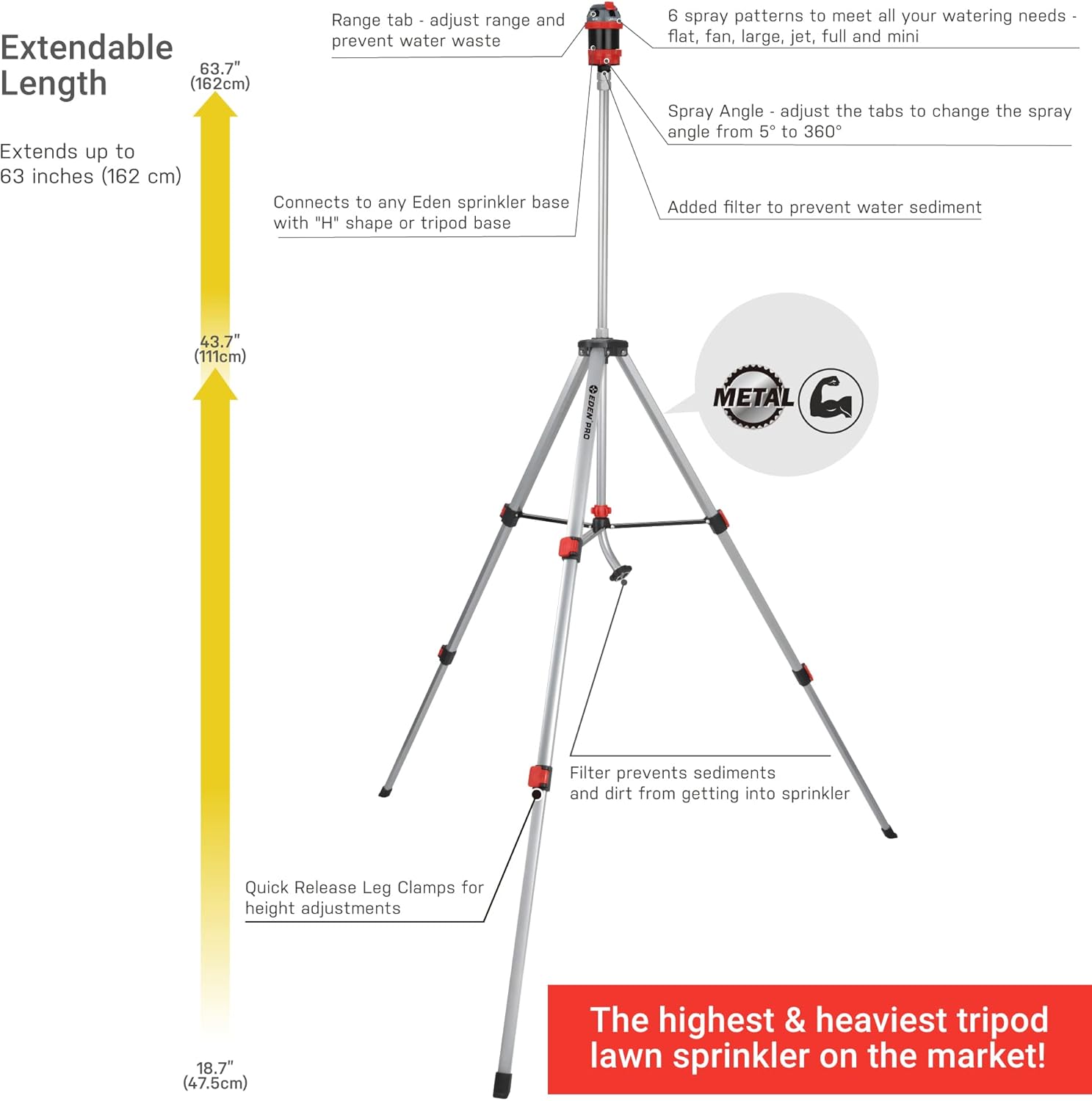 Eden 94156 PRO Metal Telescoping Tripod Adjustable Nepal | Ubuy