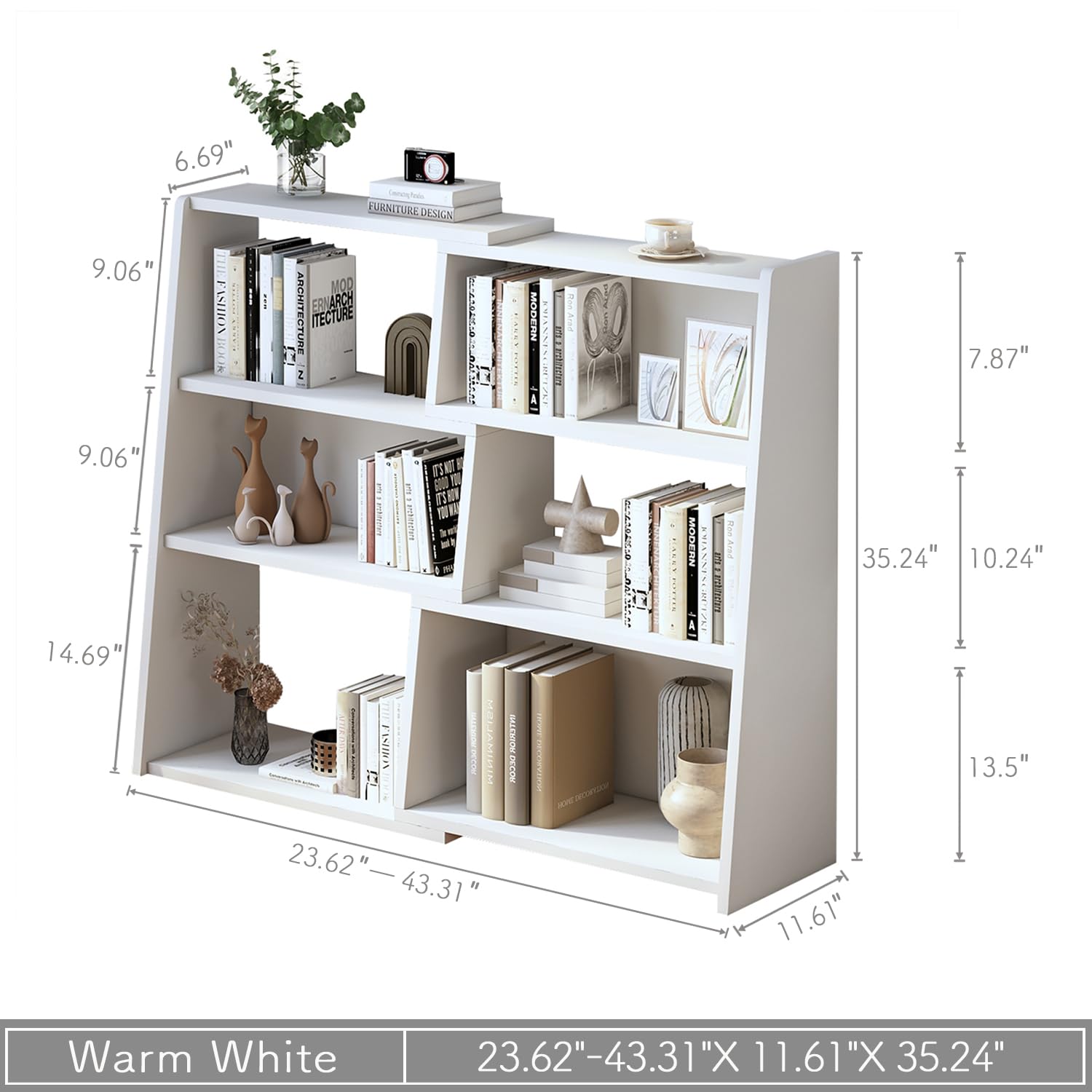 Snapklik.com : IOTXY Wooden Extendable Shelf Bookcase - 3-Tier Ladder ...