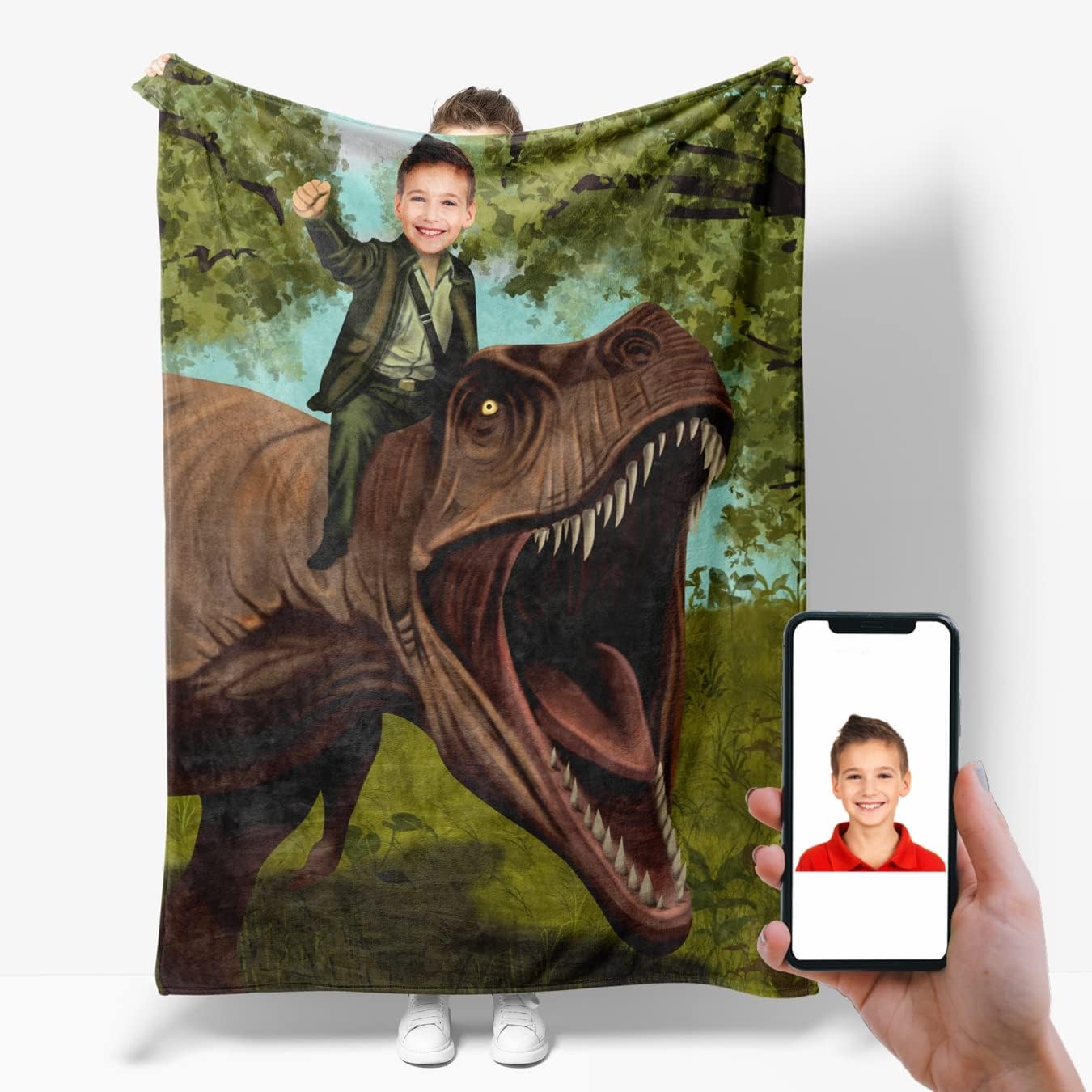Amazon.com: MyPhotoGifts Personalized Dinosaur Blanket Custom Dinosaur ...