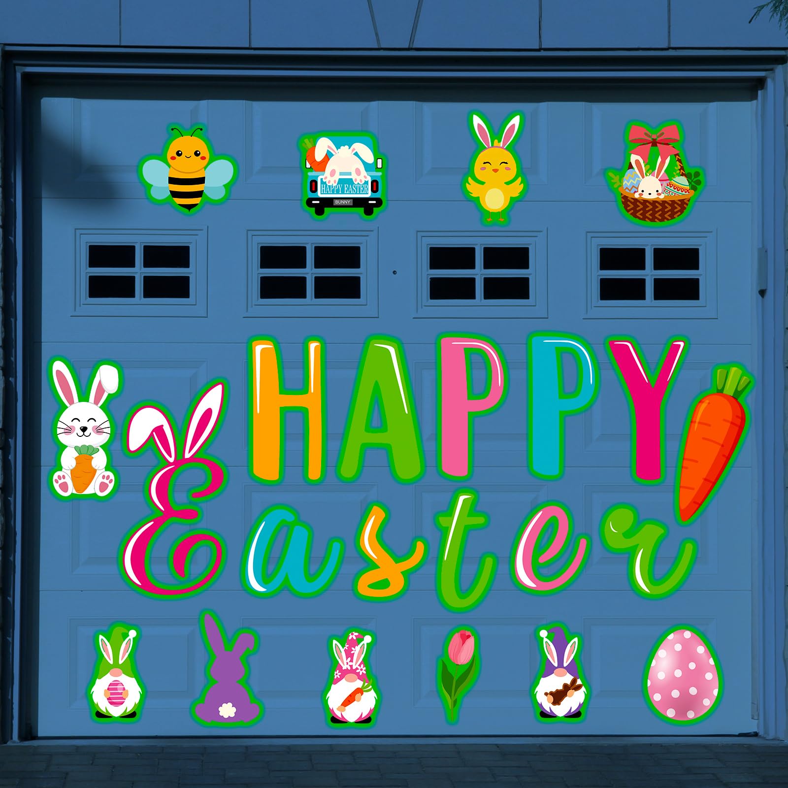 Amazon.com: Ferraycle 23 Pcs Happy Easter Garage Door Decoration ...
