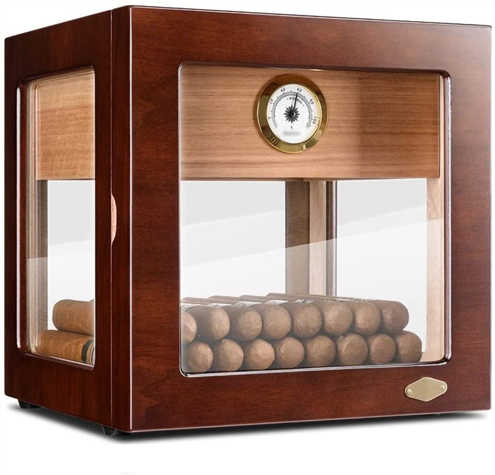 Buy Cigar Humidors 2 Layers Storage Cigar Humidor with Glass Top ...
