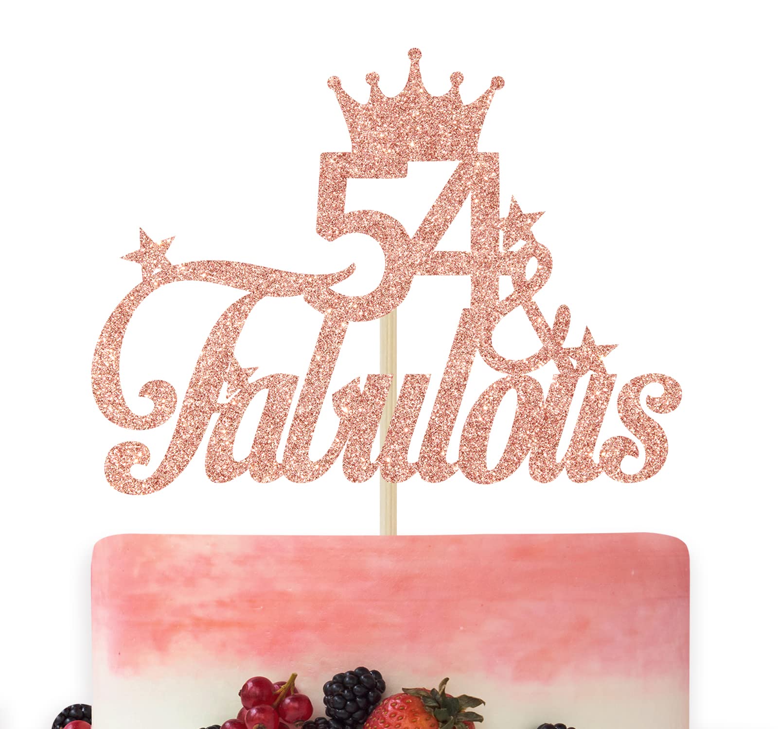 Amazon.com: Rose Gold Glitter 54 & Fabulous Cake Topper - 54th Birthday ...