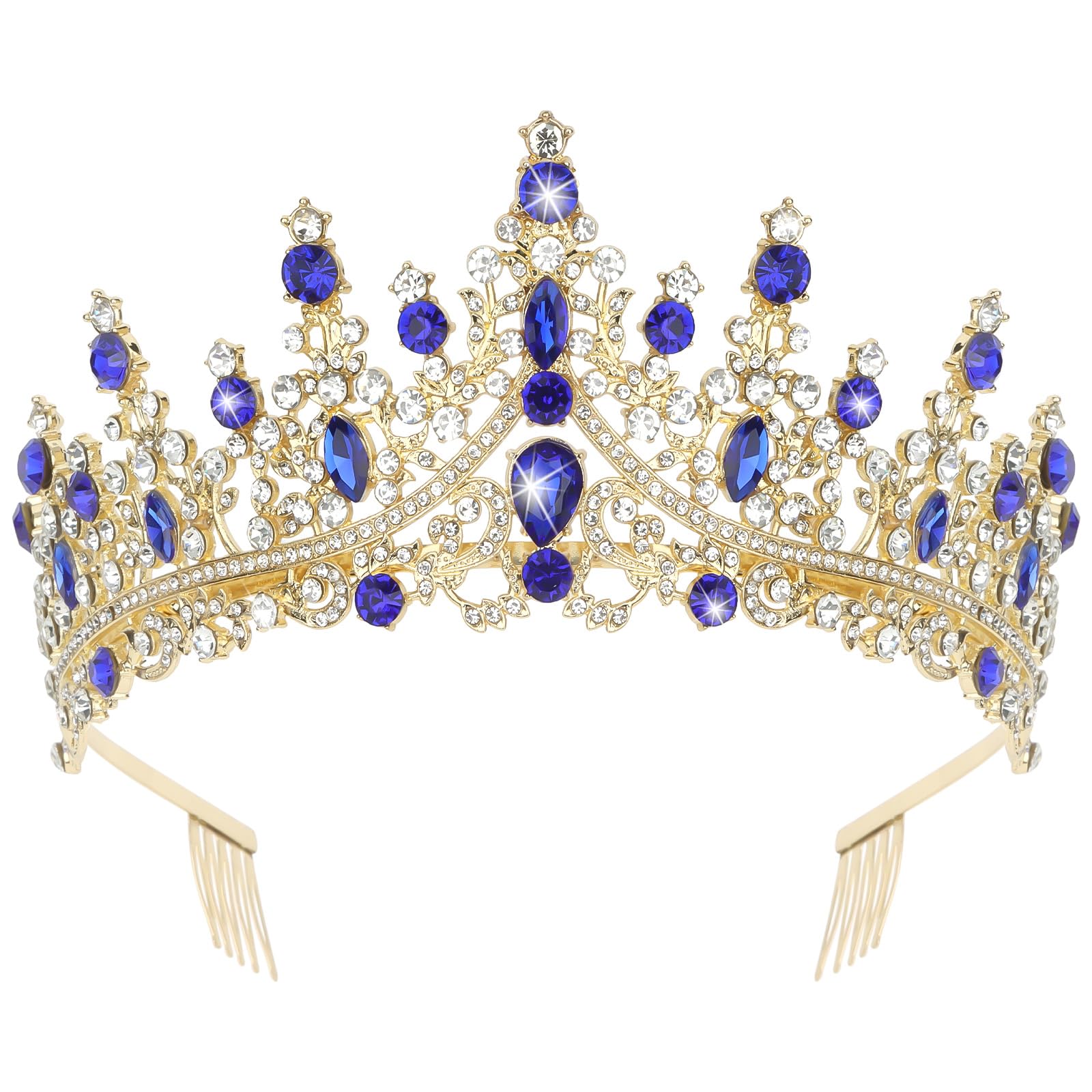 Amazon.com : CURASA Blue Tiaras for Women Royal Blue Princess Crown ...