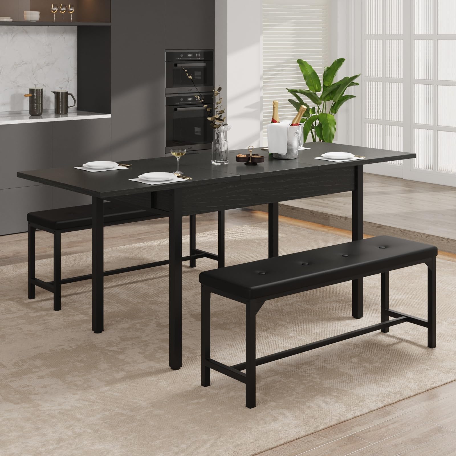 Amazon.com - IMUsee 45" Dining Table Set for 4, 3-Pieces Kitchen ...