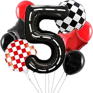 Amazon.com: 9 Pieces Race Track Balloon Set - 40 Inches Black Road ...