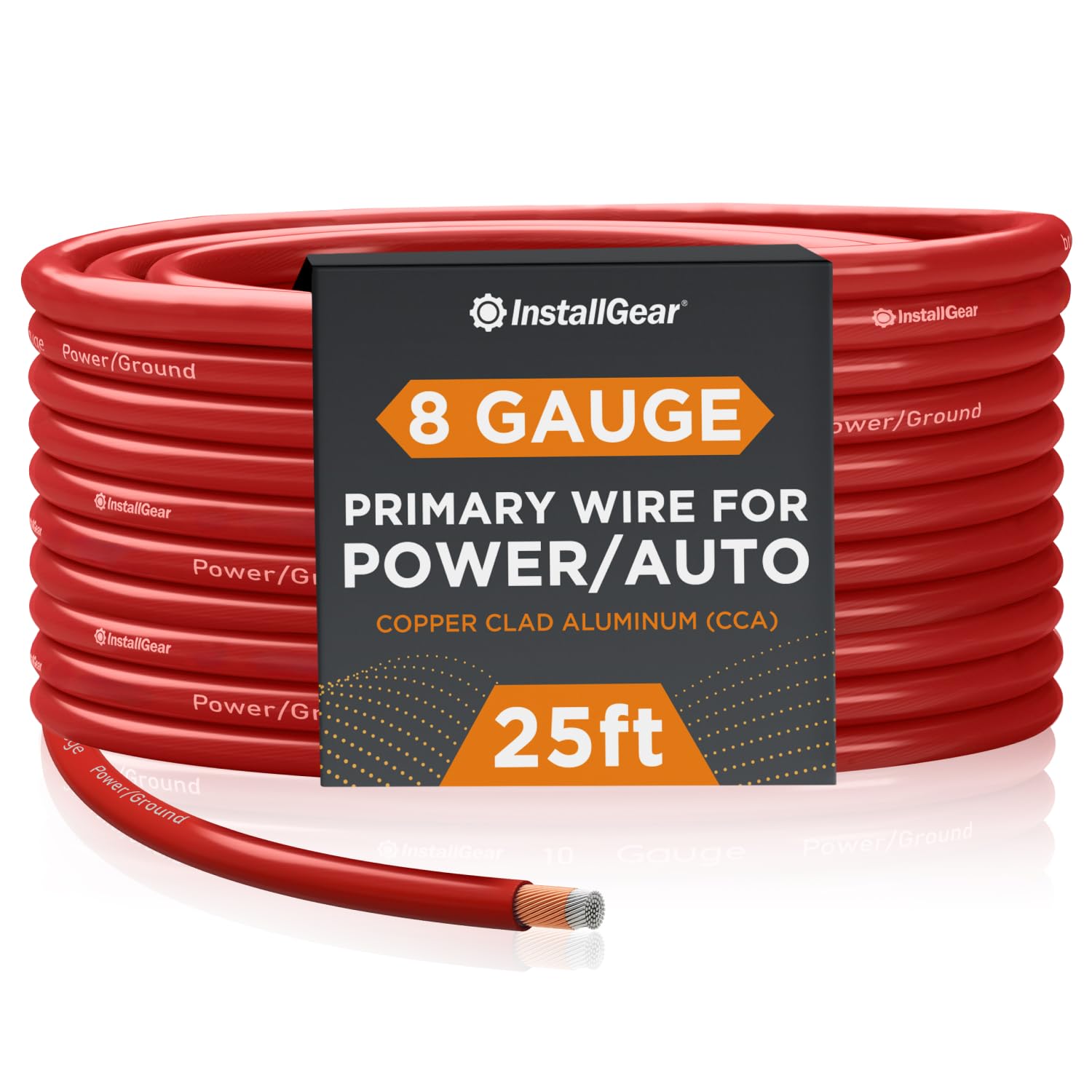 Installgear 8 Gauge Amp Power Wire 25ft Copper Clad Aluminum ...