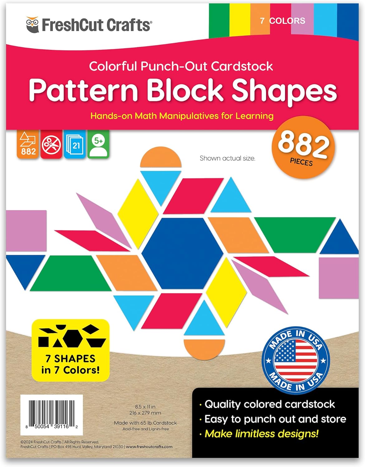 Amazon.com: 882 Pcs Pattern Block Shapes Math Manipulatives for ...