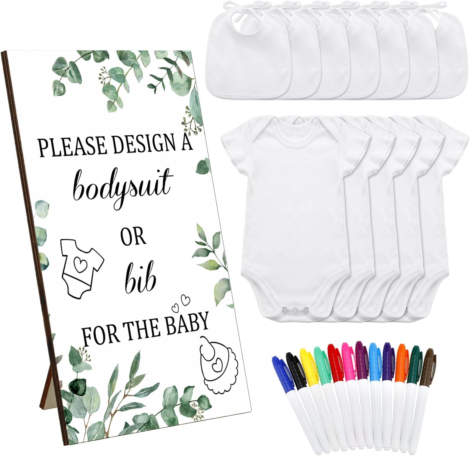 Amazon.com: Qeeenar 50 DIY Baby Bibs Set Includes Baby Bibs Baby Shower ...