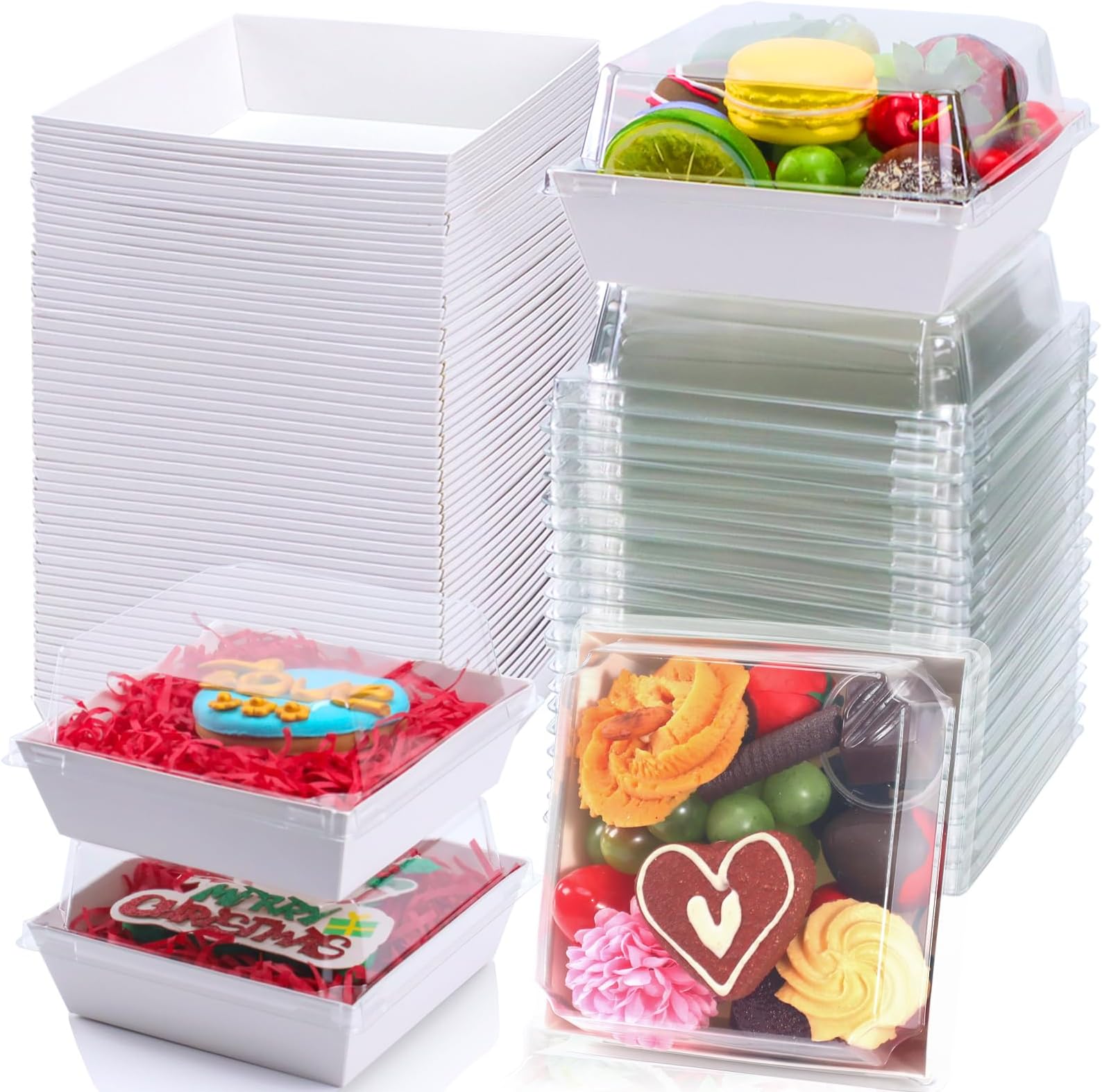 Amazon.com: BUIYLV 50 Pack Charcuterie Boxes with Clear Lids, 4 Inches ...