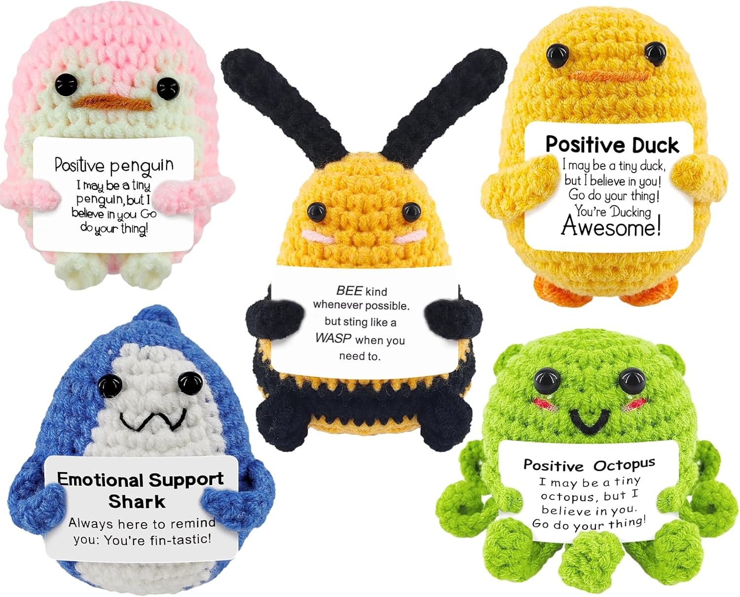 Amazon.com: Urbun 5-Piece Crochet Animals Funny Gifts - Shark, Duck ...
