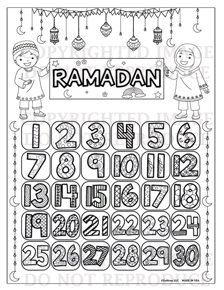 Amazon.com: Zaffron Children's Daily Ramadan Count Down Coloring ...
