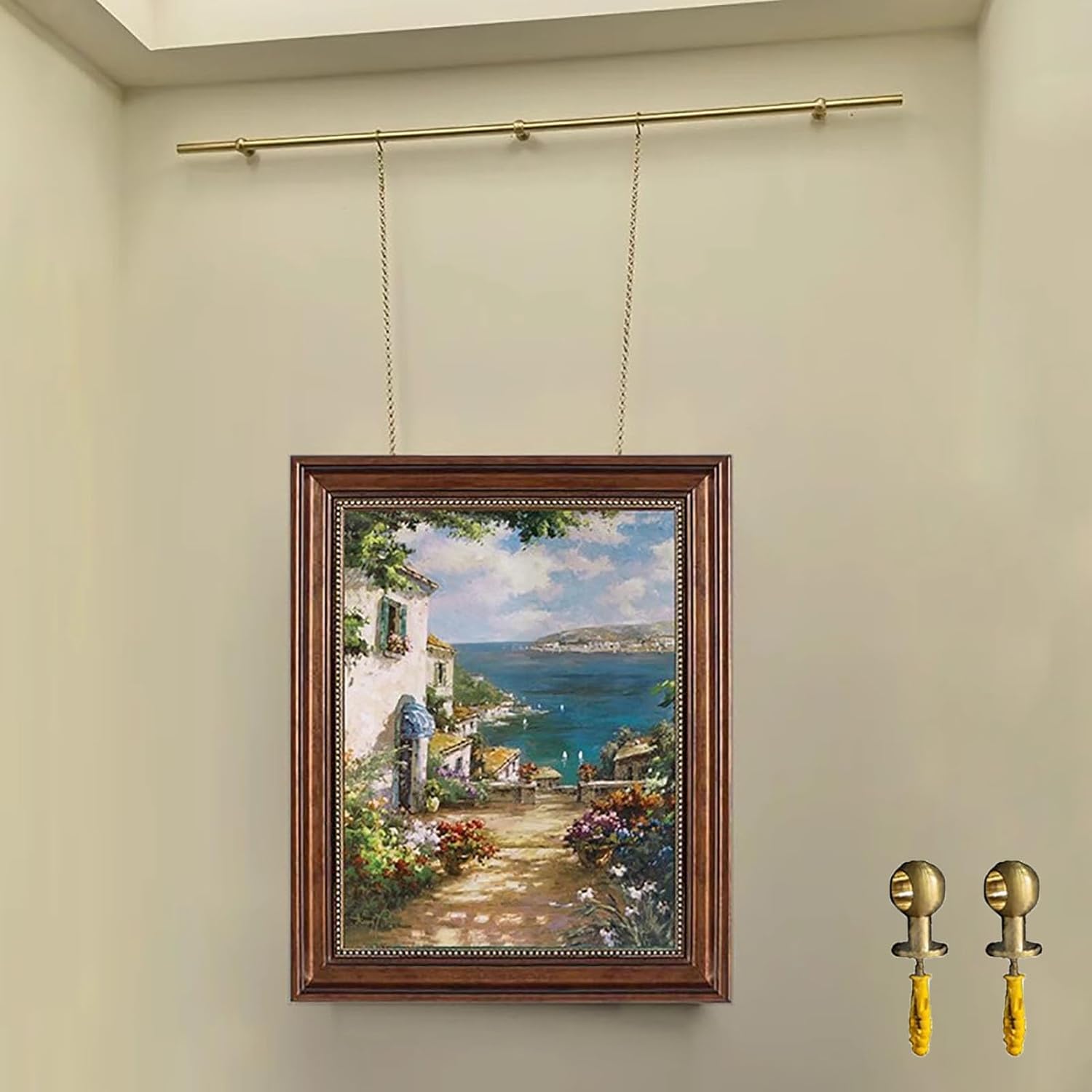 Heavy Duty Picture Rail Hanging System - 82.6in Art Gallery Track ...
